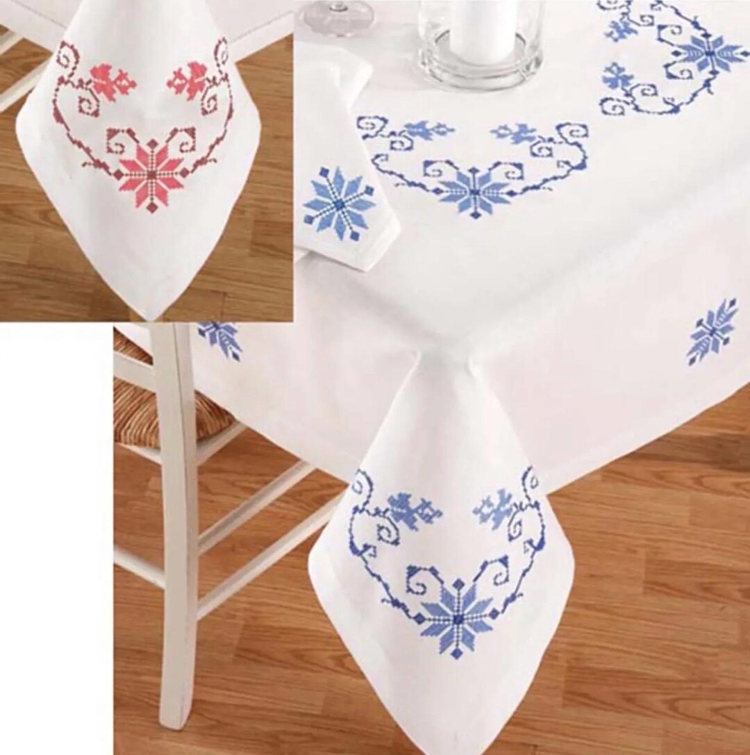 Village Linens Stamped for Cross Stitch Tablecloth “regal” Kit, 50”x70” - Etsy