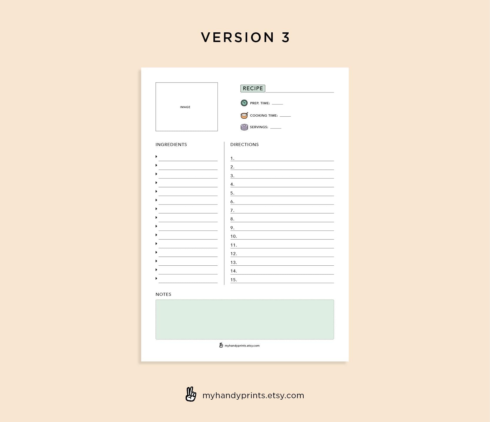 Printable Recipe Card Template for an Organized Kitchen | A4, A5 ...