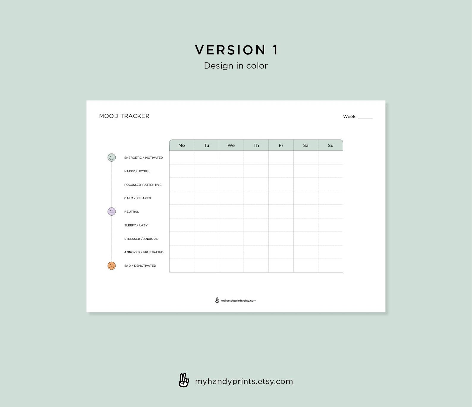 Weekly Mood Tracker, Printable Mood Journal, Emotion Tracker, Mood ...