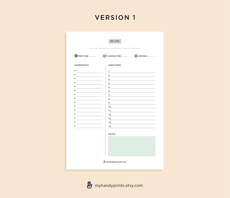 Printable Recipe Card Template for an Organized Kitchen | A4, A5 ...