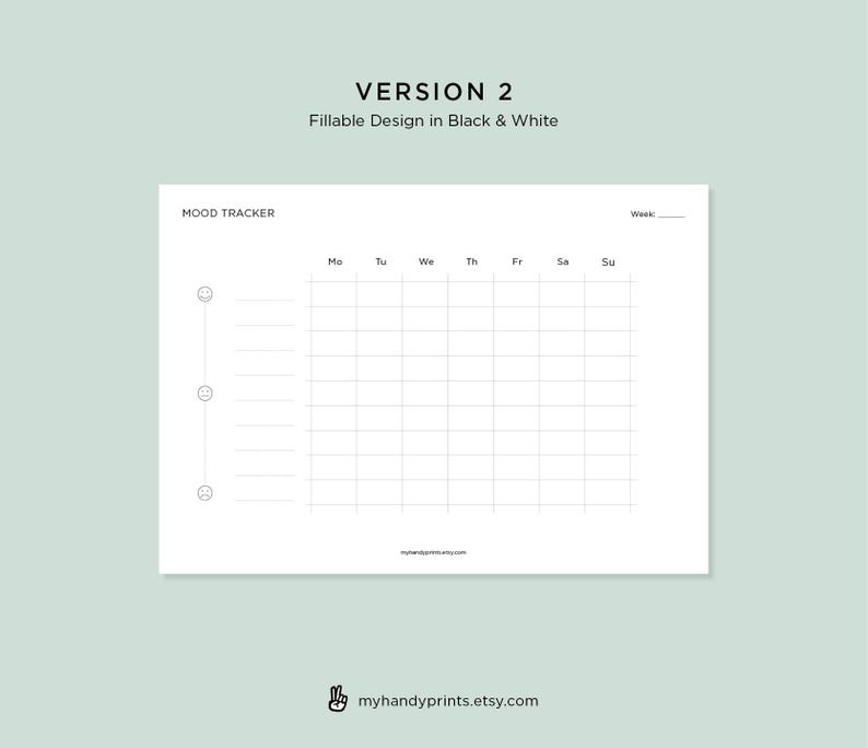 Weekly Mood Tracker, Printable Mood Journal, Emotion Tracker, Mood ...