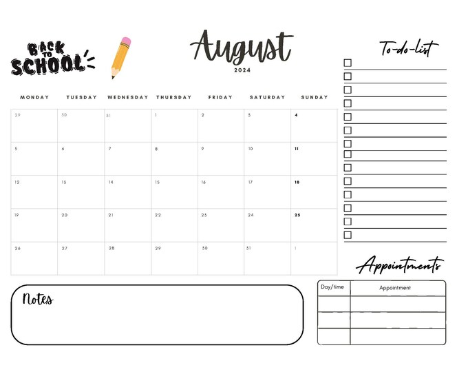 2024-2025 School Year Calendar for Teens - Etsy