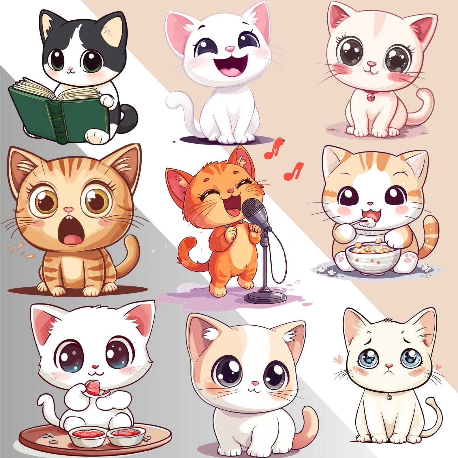35 PNG Kawaii Cute Baby Cats Clipart, High Resolution,instant Download ...