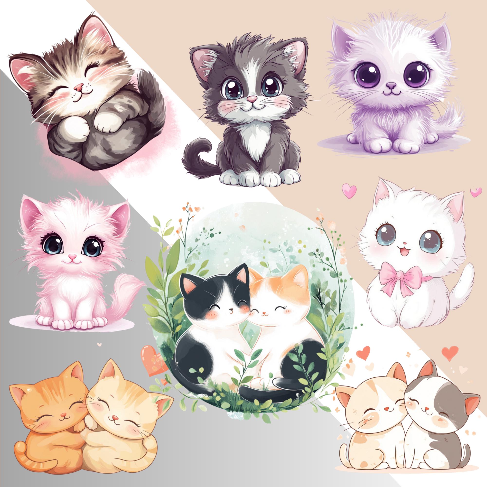 35 PNG Kawaii Cute Baby Cats Clipart, High Resolution,instant Download ...
