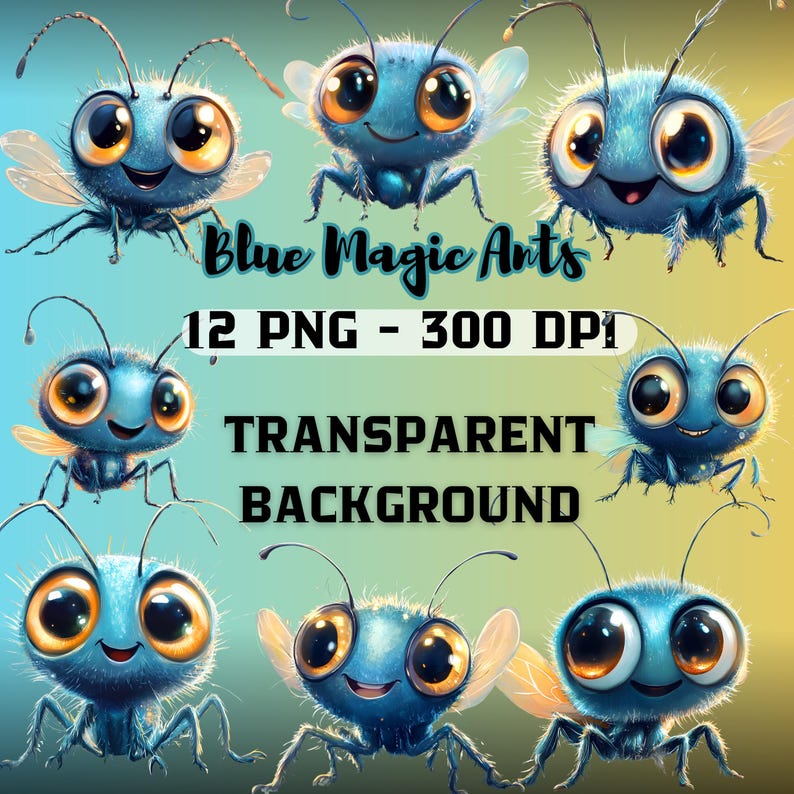 Blue Magic Ants Clipart, High-resolution PNG Graphics (digital Download ...