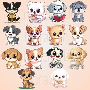 Kawaii Puppies Clipart,digital Graphics,cute Dogs,junk Journal Kits ...