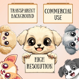 Kawaii Puppies Clipart,digital Graphics,cute Dogs,junk Journal Kits ...