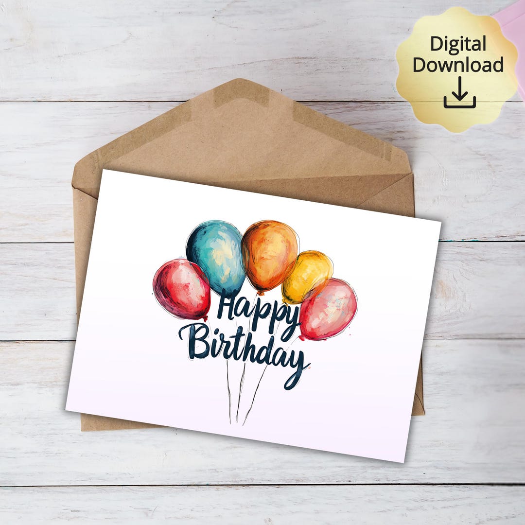 Printable Birthday Card Animated GIF, Colorful Balloons, Greeting Card ...