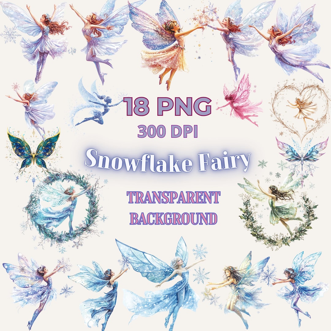 Snowflake Fairy Clipart, Magical Fairy, Snow Fairy Art, Butterfly ...