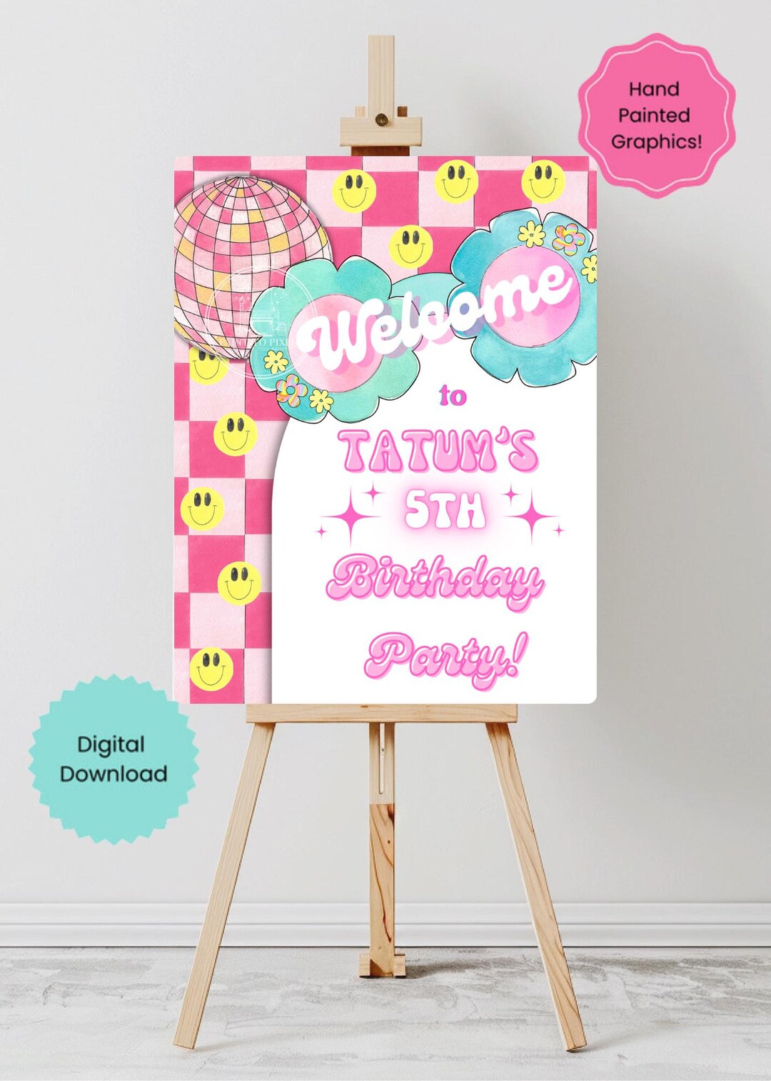 5 is a Vibe Birthday Welcome Sign, Five is a Vibe, Disco Birthday ...