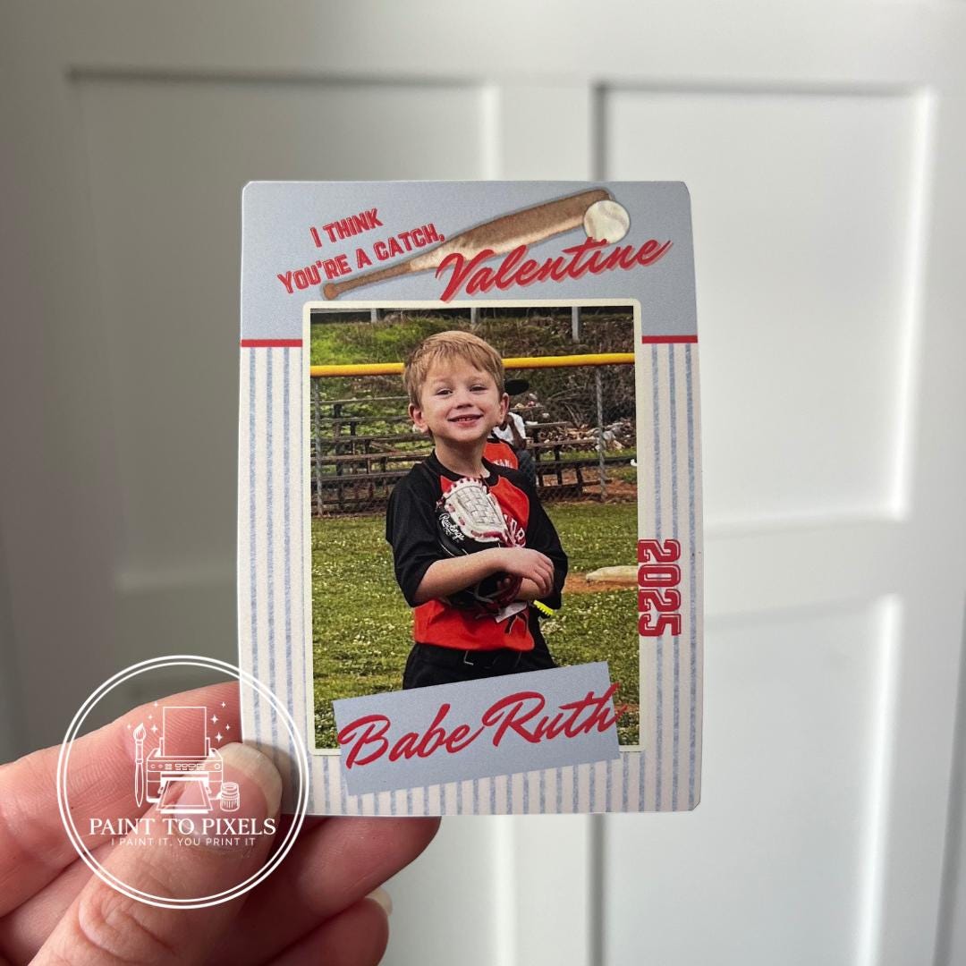 Hand-painted Baseball Card Valentine, Photo Template (digital Download ...