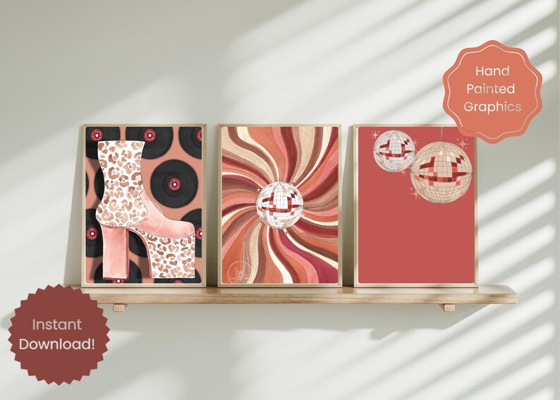 70's Disco Birthday Party Printables, Watercolor Glam Decor (digital ...