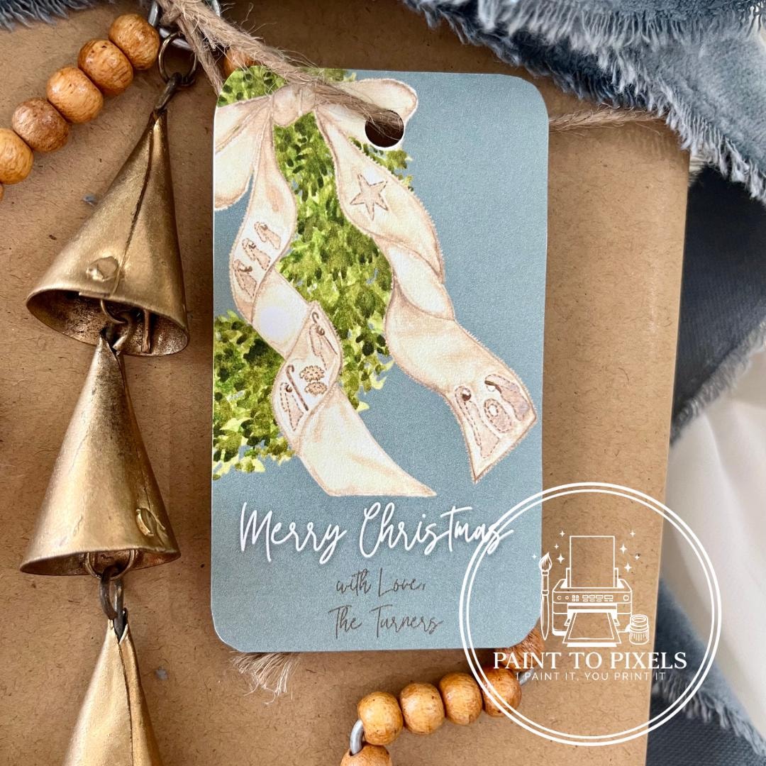 Watercolor Bow Christmas Gift Tags, Nativity Scene (instant Download ...
