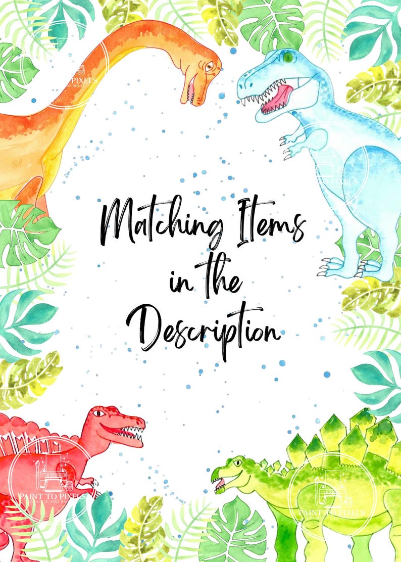 Dinosaur Banner, Banner, Hand Painted, Watercolor, Dinosaur Party Favor ...