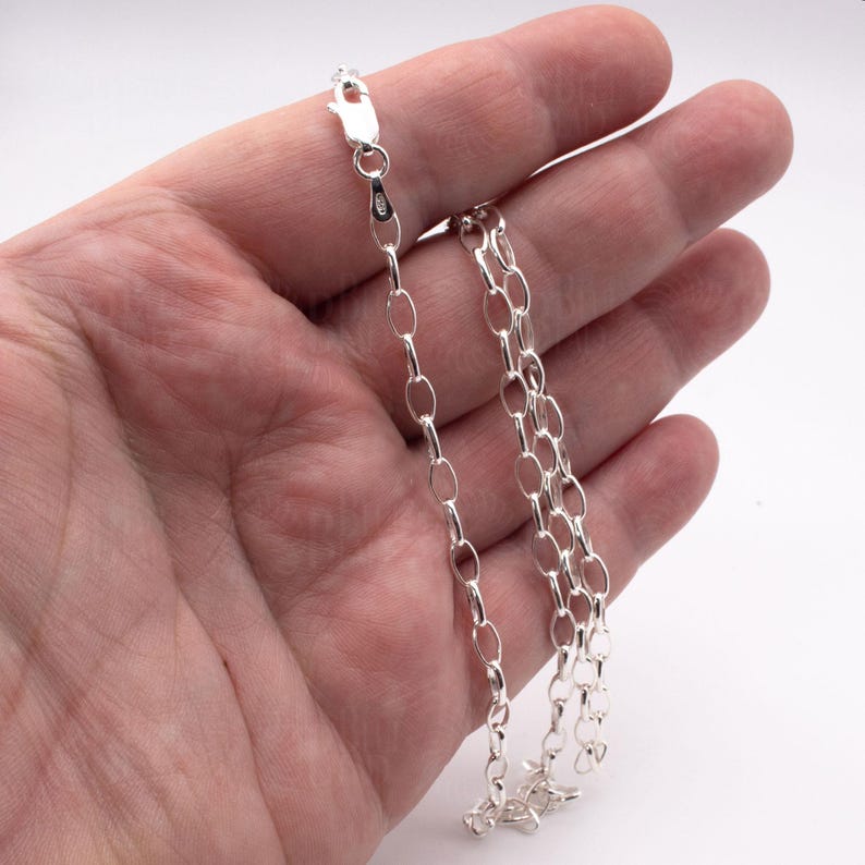 925 Sterling Silver Oval Belcher Chain Necklace | Solid Link 6.2×3.5mm ...