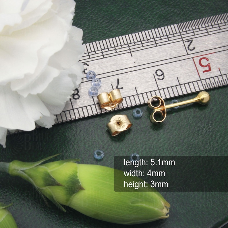 9ct Solid Yellow Gold Earring Backs 1 Pair 2 Sizes 9K Butterfly Scrolls Stamped 375 for 0.8mm ...