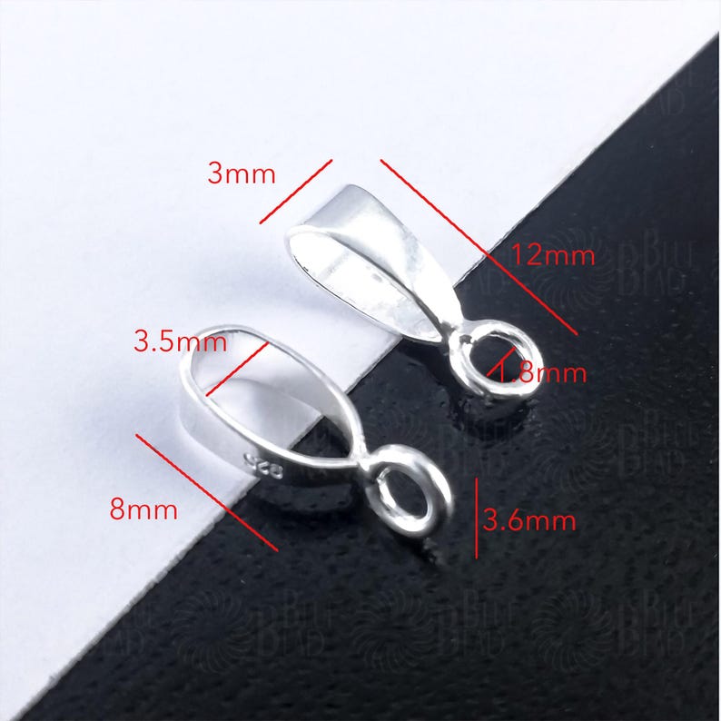 925 Sterling Silver PENDANT BAILS 8mm 12mm With Open or Closed Ring for ...