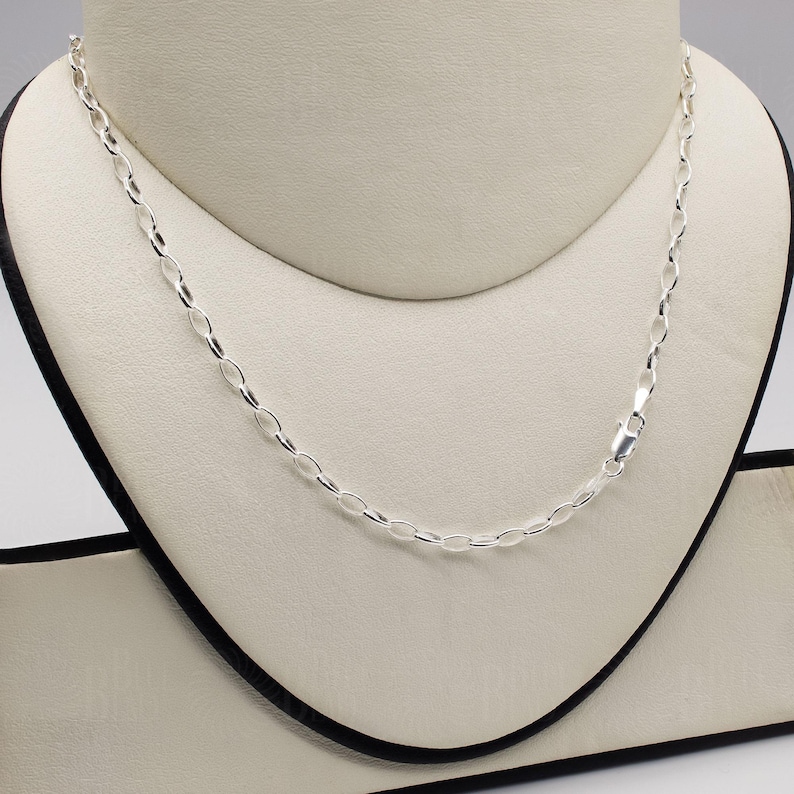 925 Sterling Silver Oval Belcher Chain Necklace | Solid Link 6.2×3.5mm ...