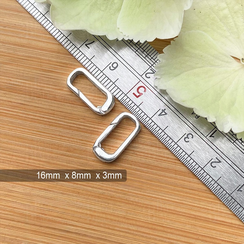 925 Sterling Silver Rectangle Push Clip Clasp 16x8mm Large Connector ...