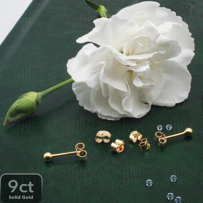9ct Solid Yellow Gold Earring Backs 1 Pair 2 Sizes 9K Butterfly Scrolls ...