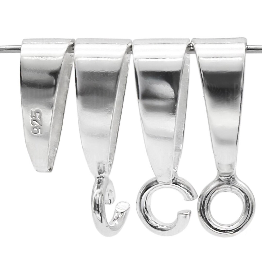 925 Sterling Silver PENDANT BAILS 8mm 12mm With Open or Closed Ring for ...