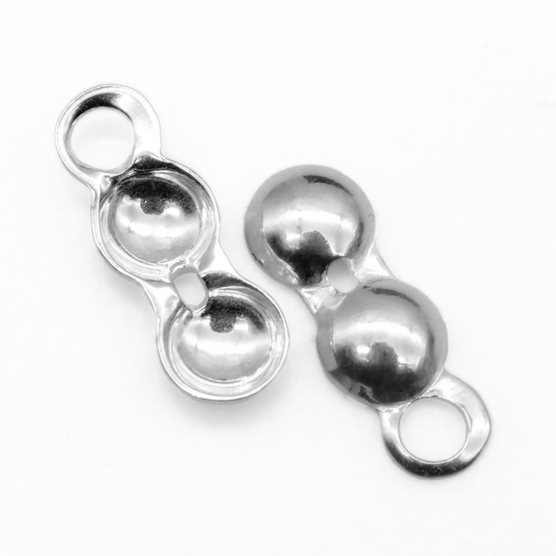 Solid Sterling Silver Calotte Ends Clamshell With Closed Loop Cap Knot ...