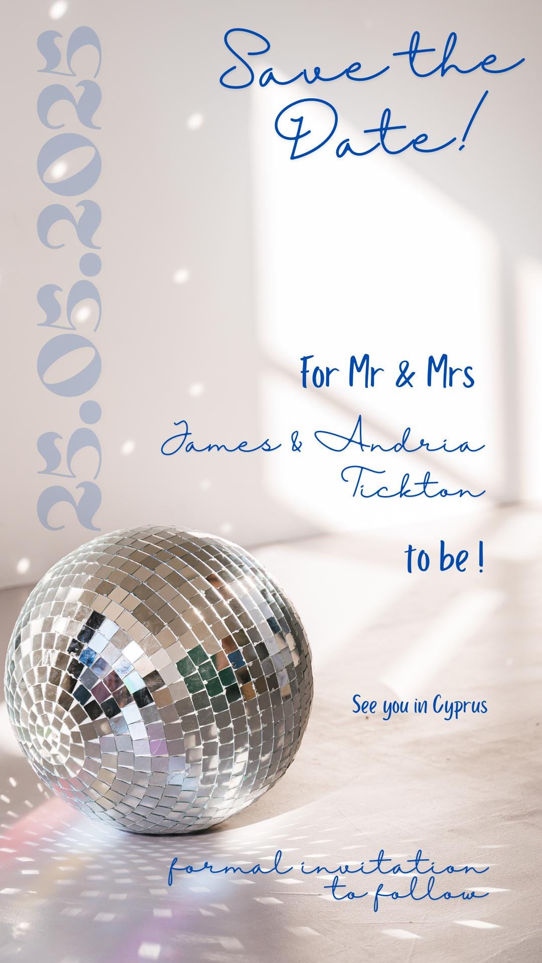 Disco Ball Save the Date Invitation | Glam Wedding (digital Template ...