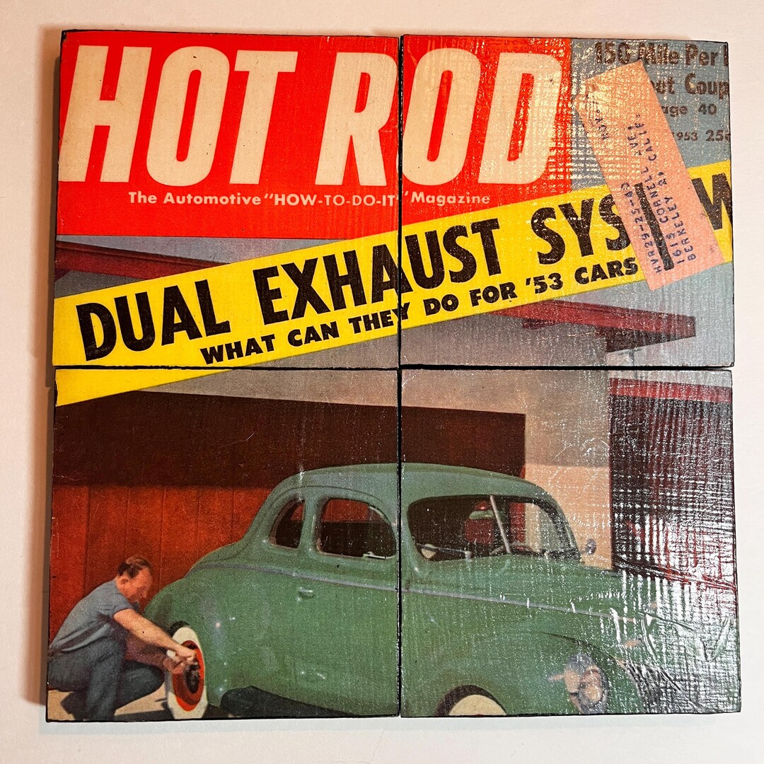 Hot Rod Magazine Cover as Drink Coasters June 1953 Dual Exhaust '40 ...