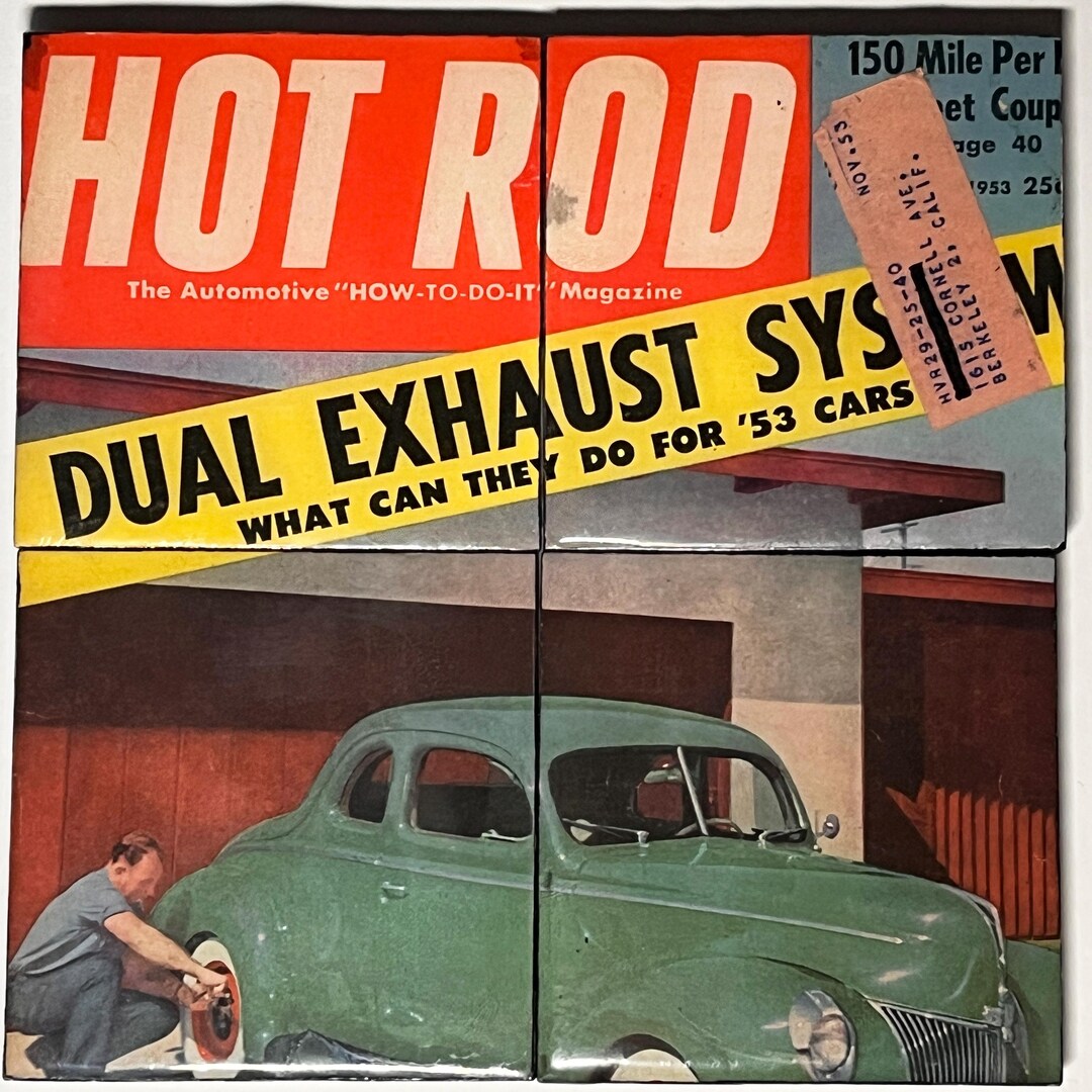 Hot Rod Magazine Cover as Drink Coasters Bill Edwards' Caddy Engined ...