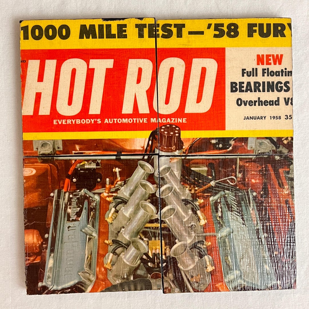 Hot Rod Magazine Cover as Drink Coasters Big Engines for T-birds ...