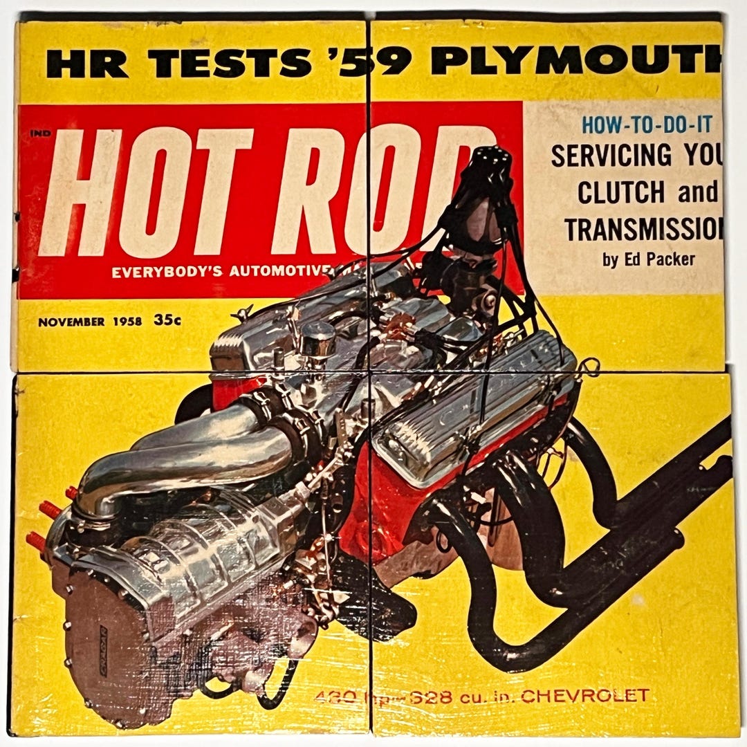 Hot Rod Magazine Cover as Drink Coasters 430 Horsepower Chevrolet 328 ...