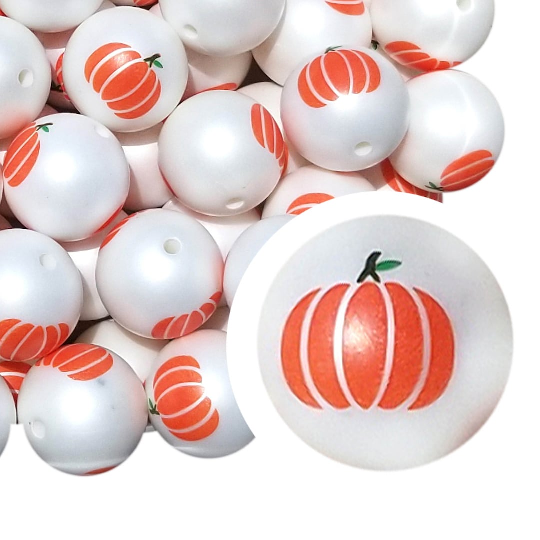 20mm Large Pumpkin Bubblegum Beads, 20mm Chunky Acrylic Bubble Gum ...