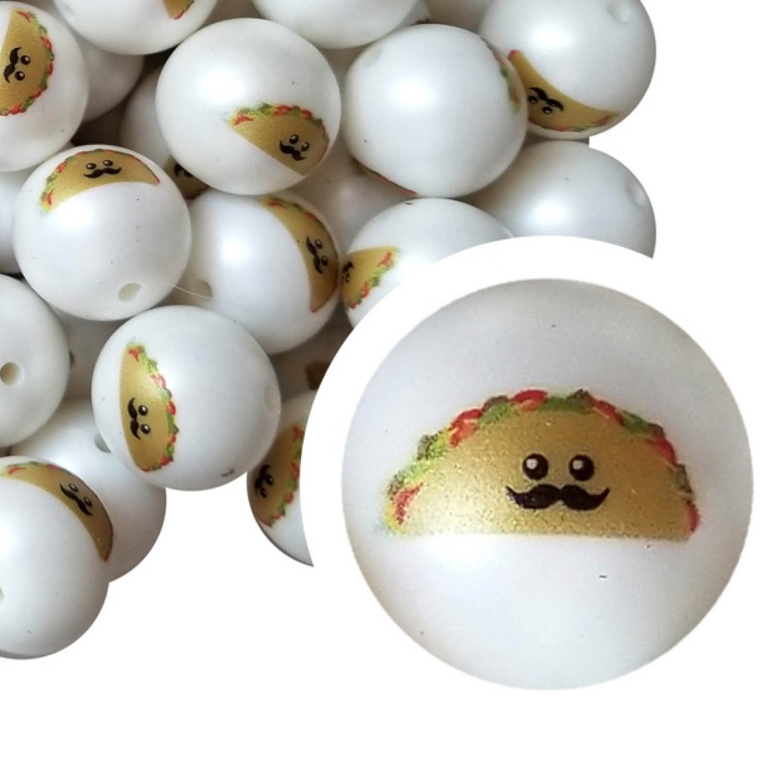 SENOR TACO Bubblegum Beads 20mm Chunky Acrylic Bubble Gum Beads Printed ...