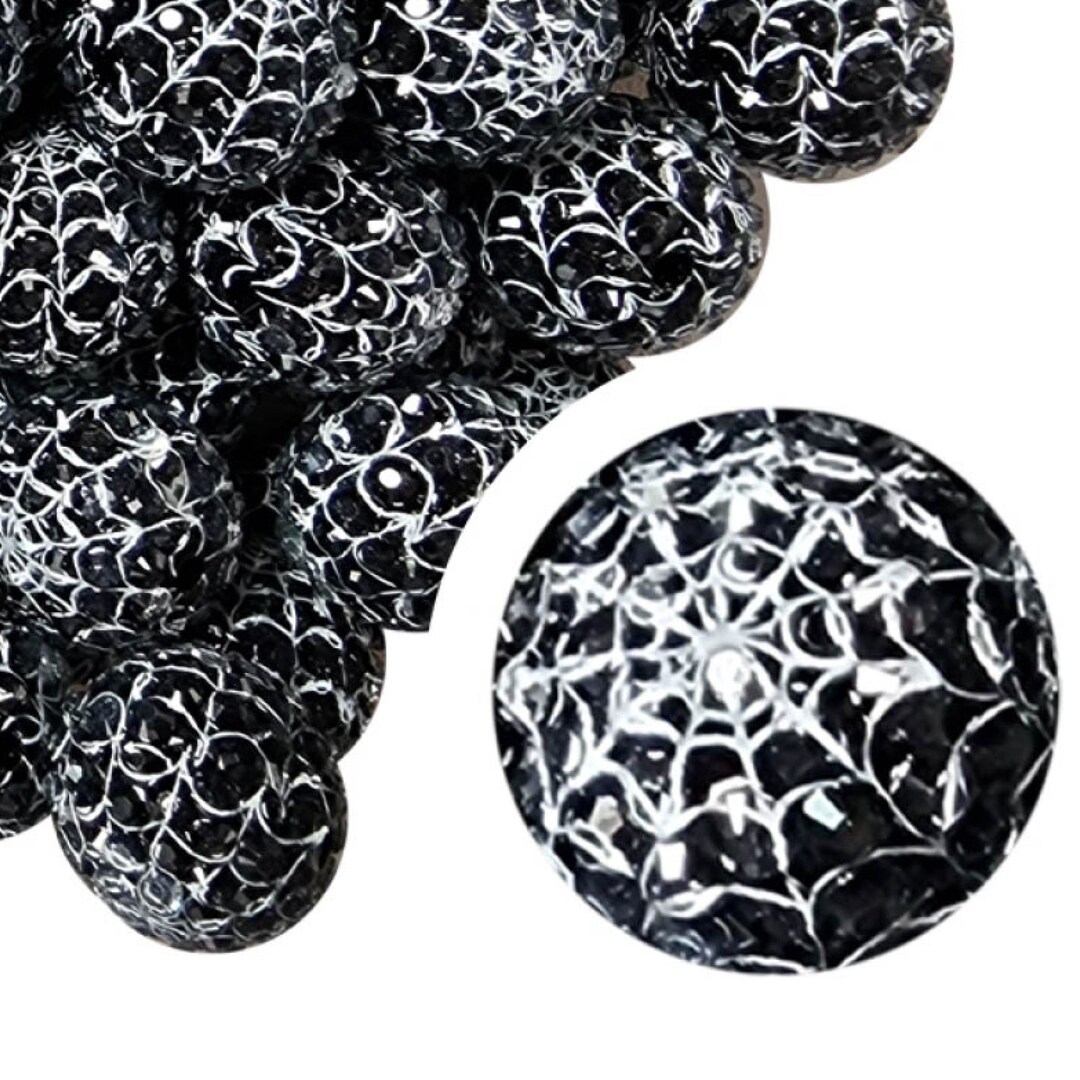 20mm Rhinestone Spider Web Bubblegum Beads, 20mm Chunky Acrylic Bubble ...