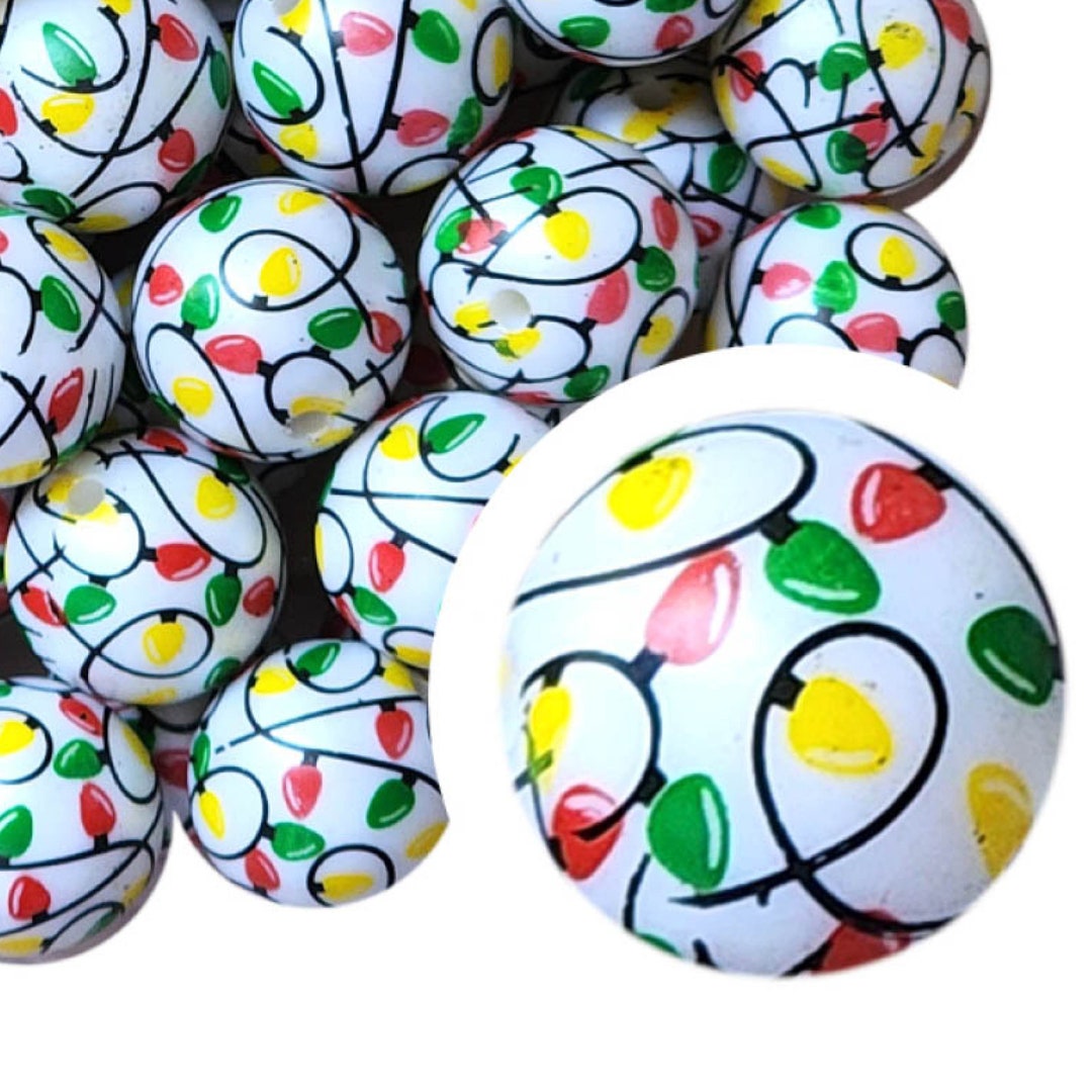 CHRISTMAS LIGHTS Bubblegum Beads 20mm Chunky Acrylic Bubble Gum Beads ...