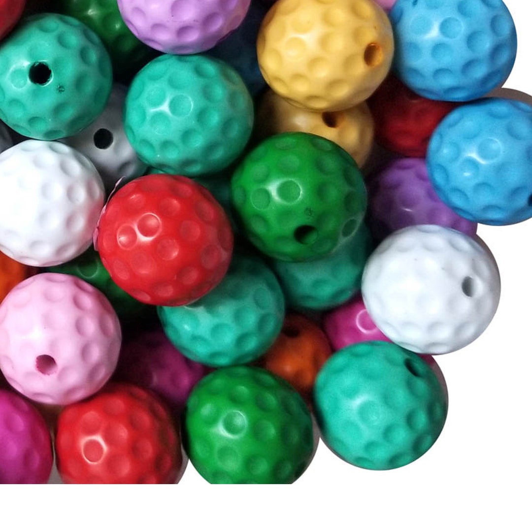 RAINBOW GOLF BALLS Bubblegum Beads 20mm Chunky Acrylic Bubble Gum Beads ...