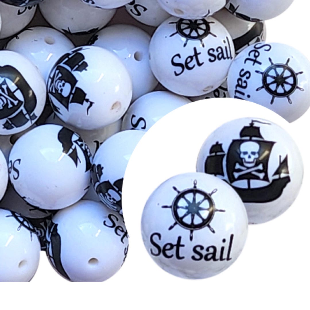 PIRATES SET SAIL Bubblegum Beads 20mm Chunky Acrylic Bubble Gum Beads ...
