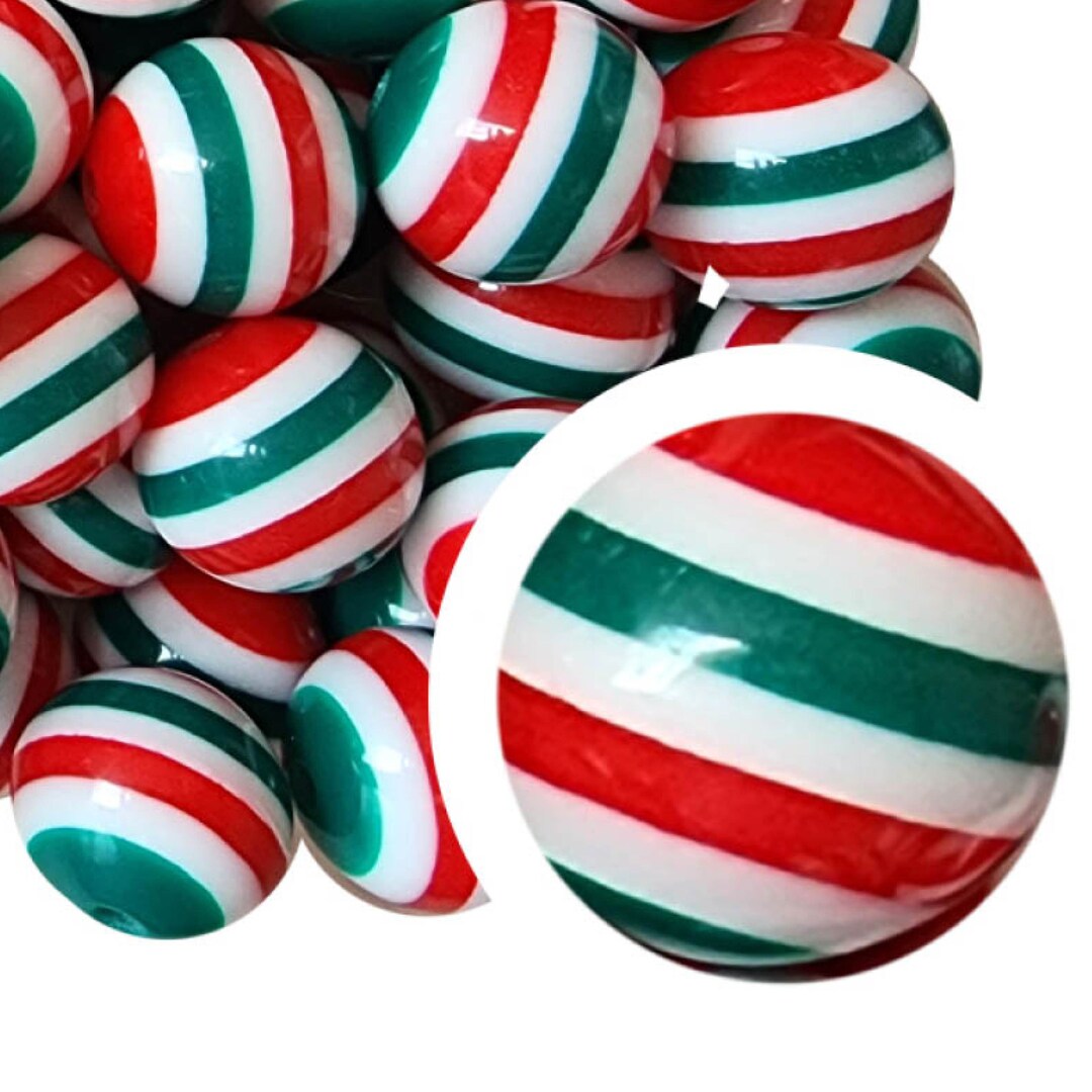 20mm Elf Socks Striped Bubblegum Beads, 20mm Chunky Acrylic Bubble Gum ...