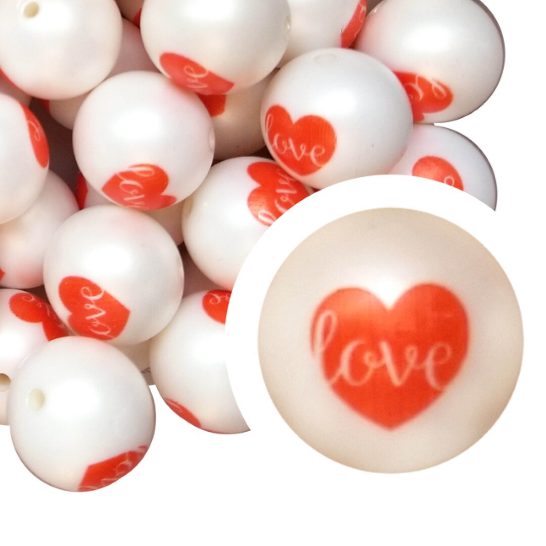 20mm Love Heart Bubblegum Beads, 20mm Chunky Acrylic Bubble Gum Beads ...