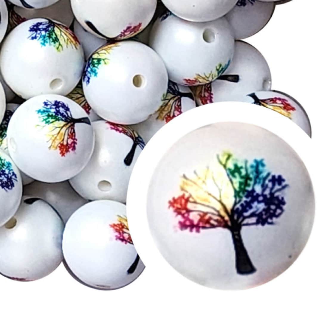 20mm 4 Seasons Tree Bubblegum Beads, 20mm Chunky Acrylic Bubble Gum ...