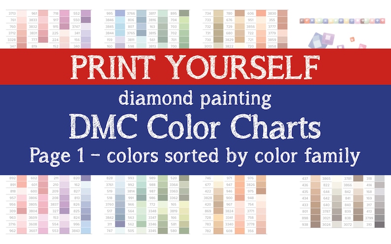 PRINTABLE PDF DMC Color Chart Sorted by Color & Number 2 in 1 | Etsy