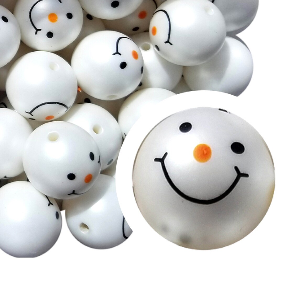 20mm Build A Snowman Bubblegum Beads, 20mm Chunky Acrylic Bubble Gum ...