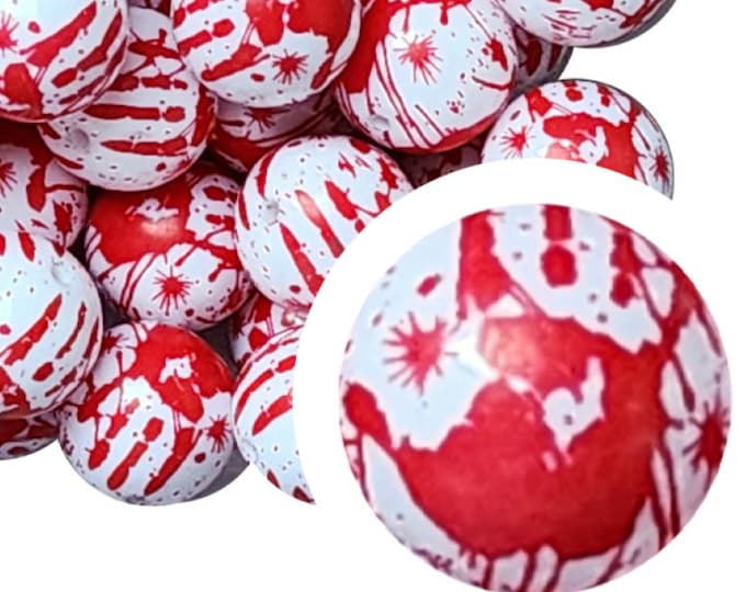 20mm Bloody Handprints Bubblegum Beads, 20mm Chunky Acrylic Bubble Gum ...