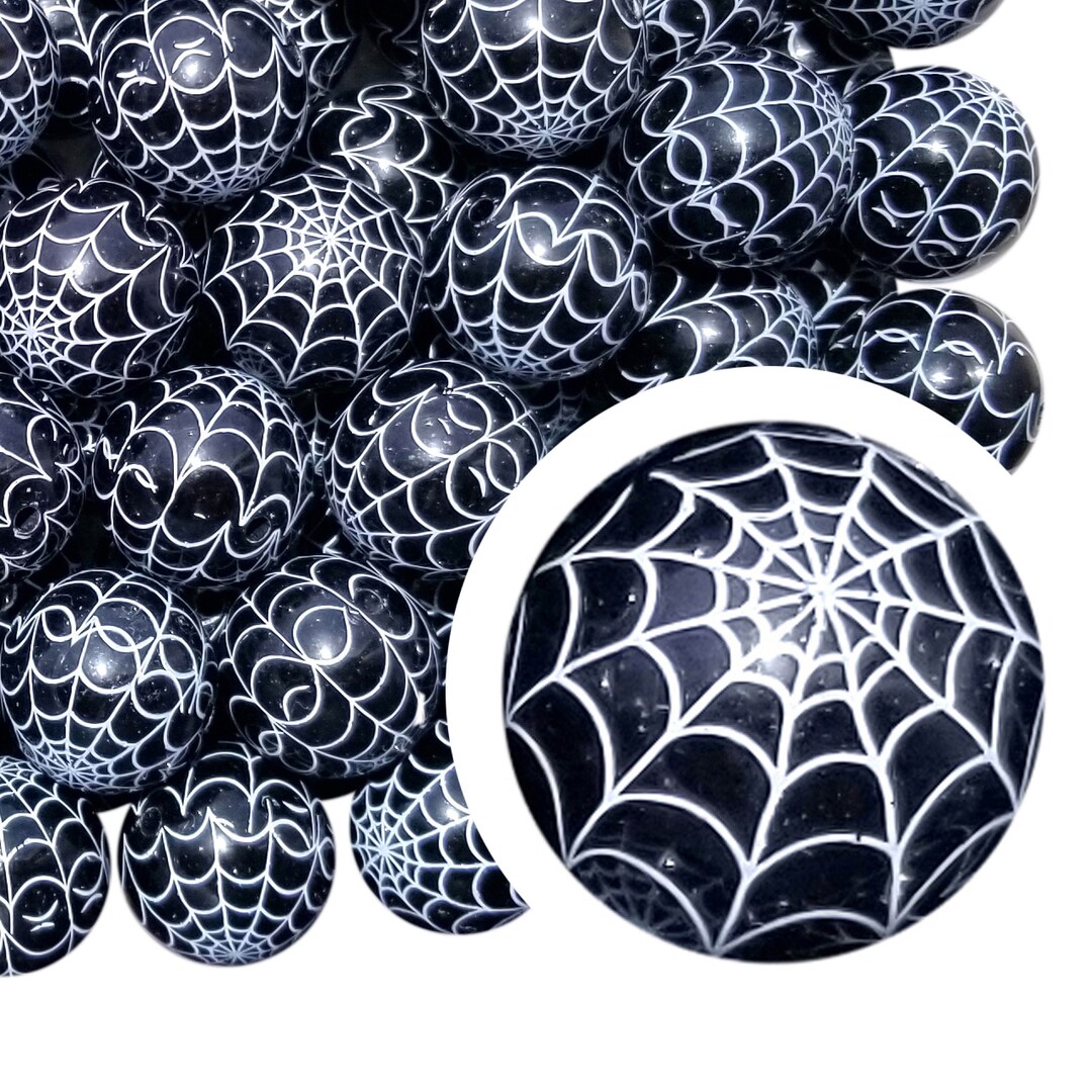 20mm Spider Webs Bubblegum Beads, 20mm Chunky Acrylic Bubble Gum Beads ...