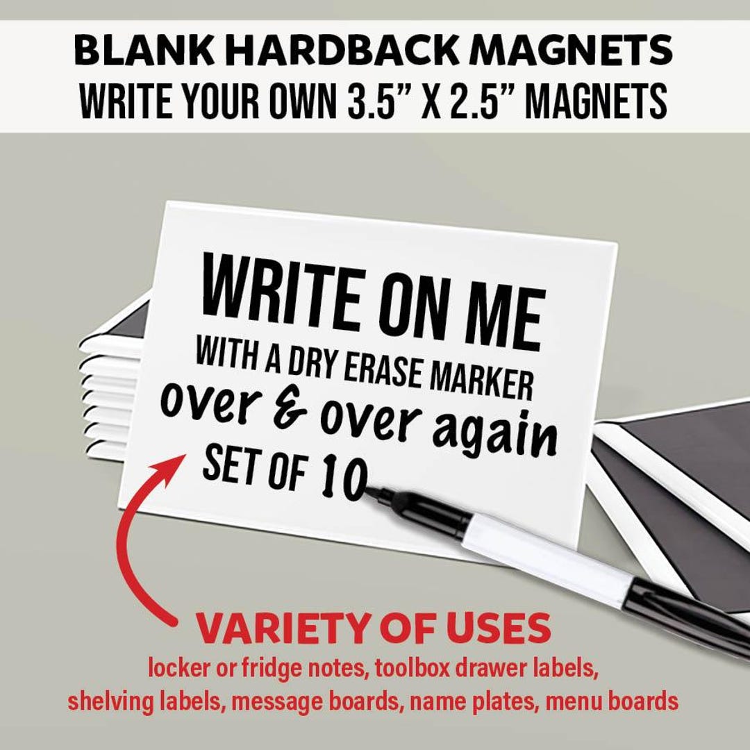 Dry Erase Magnets, 3.5 X 2.5 White Erasable Write on Magnets, Fridge ...