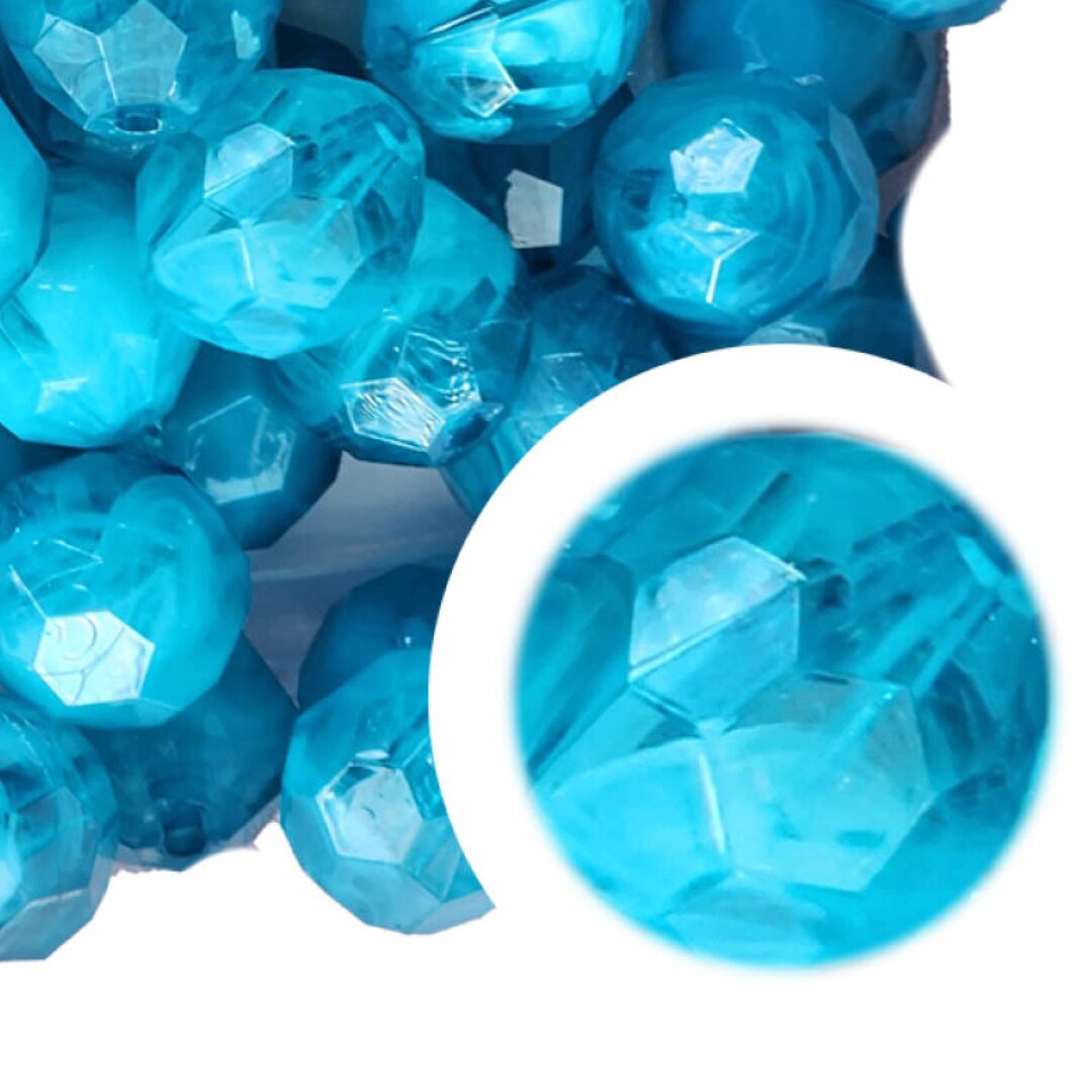 AQUA FACETED SMOKE Bubblegum Beads 20mm Chunky Acrylic Bubble Gum Beads ...