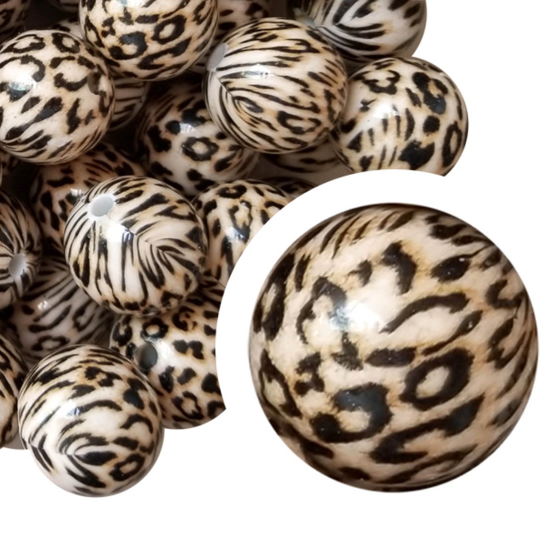 20mm Small Leopard Print Bubblegum Beads, 20mm Chunky Acrylic Bubble ...