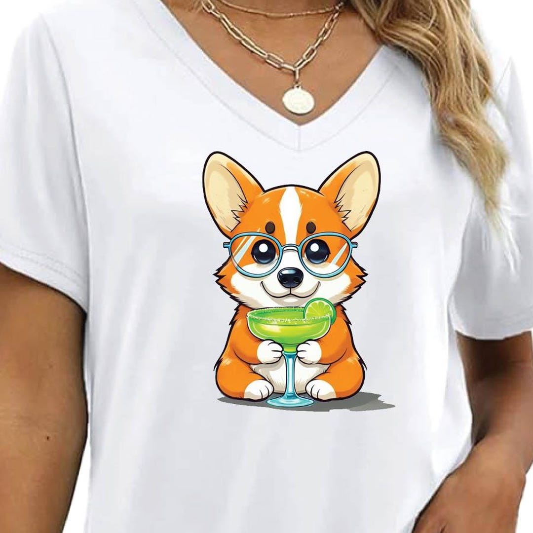 Corgi Drinking Margarita PNG, Cute Dog PNG, T Shirt Art, Mug Art, Cori ...