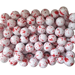 20mm Blood Splatter Bubblegum Beads, 20mm Chunky Acrylic Bubble Gum ...