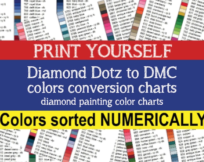 PRINTABLE PDF Diamond Dotz to DMC Colors Conversion Charts - Etsy